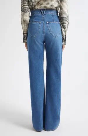 Veronica Beard Grant High Waist Western Stitch Wide Leg Jeans