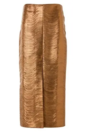 Akris Metallic Leather Midi Skirt