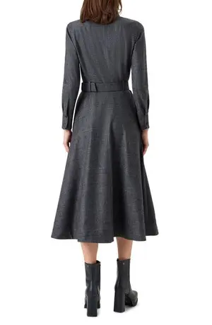 Akris Prince Wool Flannel Midi Shirtdress