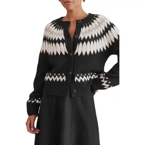 Splendid Fair Isle Cardigan - Black