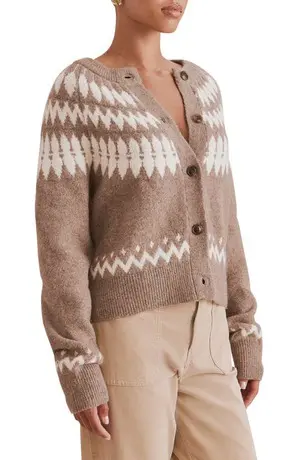 Splendid Fina Fair Isle Cardigan - Shell Pink