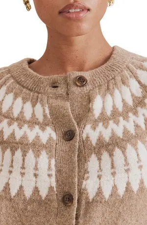 Splendid Fina Fair Isle Cardigan - Shell Pink