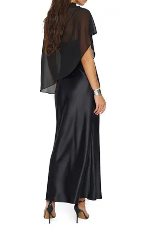 REFORMATION Lilibeth Silk Charmeuse Slipdress & Chiffon Cape Set