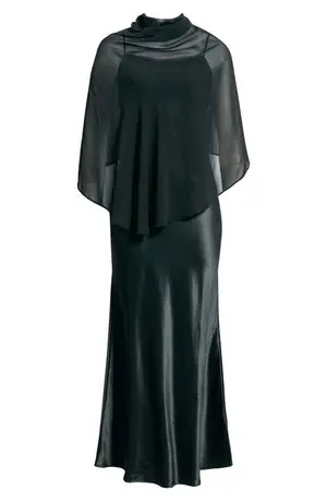 REFORMATION Lilibeth Silk Charmeuse Slipdress & Chiffon Cape Set