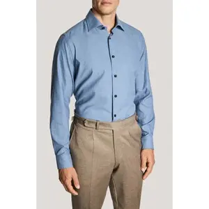 JACK VICTOR Flannelite Cotton Long Sleeve Sport Shirt - Blue
