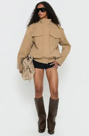 Princess Polly Double Life Funnel Neck Cargo Jacket
