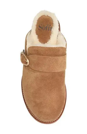 SOFFT Angela Leather Clog With Genuine Shearling Trim