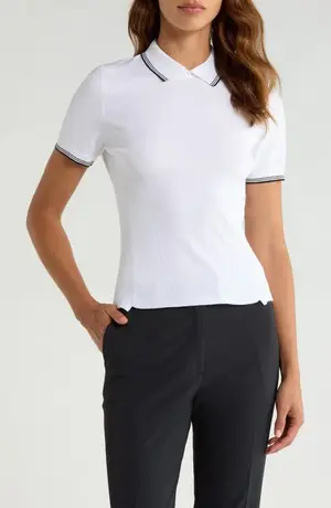 G/fore Elevated Short Sleeve Sweater Polo Snow