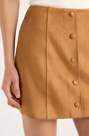 Bernardo Faux Suede Button-up Miniskirt