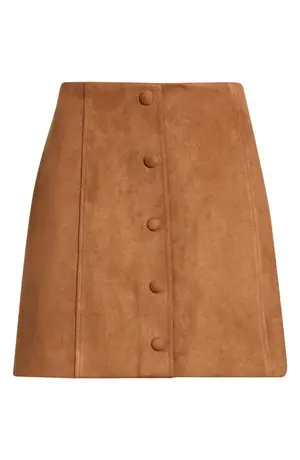 Bernardo Faux Suede Button-up Miniskirt
