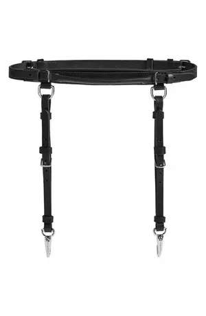 Simone Rocha Double Loop Bridle Leather Garter Belt - Black