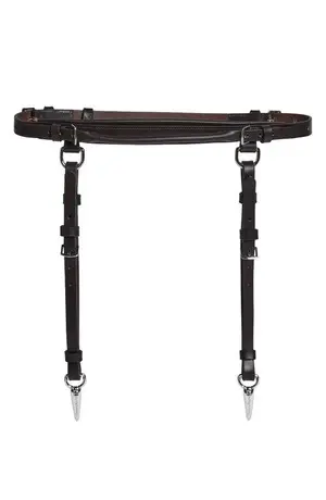 Simone Rocha Double Loop Bridle Leather Garter Belt - Chocolate