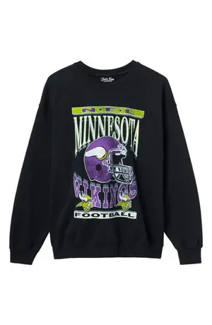 Junk Food Minnesota Vikings Helmet Flea Market Crewneck Sweatshirt - Black