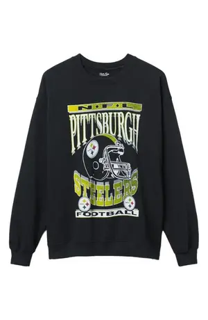 Junk Food Pittsburgh Steelers Cotton Blend Crewneck Sweatshirt - Black