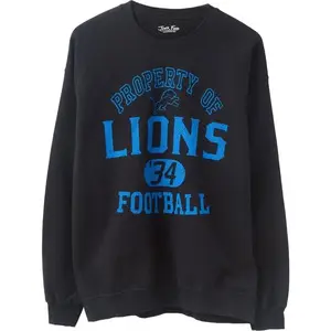 Junk Food Detroit Lions Property Of Football Crewneck Sweatshirt - Black