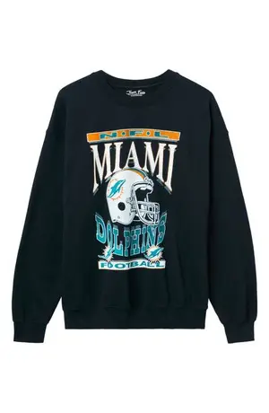 Junk Food Miami Dolphins Helmet Flea Market Crewneck Sweatshirt - Black