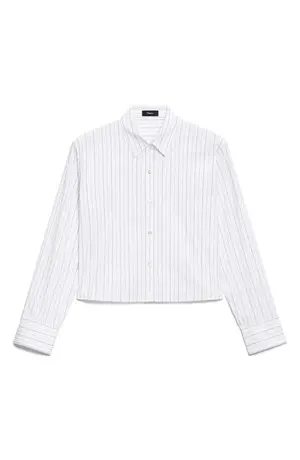 Theory Side Tab Crop Button-up Shirt