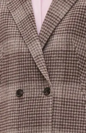 Theory Plaid Double Breasted Wool & Cashmere Coat