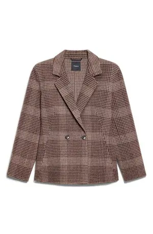 Theory Plaid Double Breasted Wool & Cashmere Coat