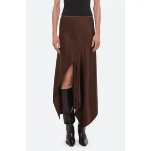 Helmut Lang Asymmetric Silk Satin Midi Skirt