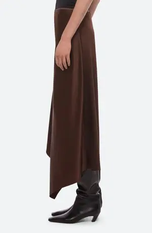 Helmut Lang Asymmetric Silk Satin Midi Skirt