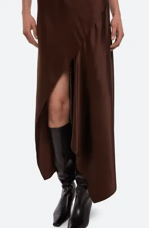 Helmut Lang Asymmetric Silk Satin Midi Skirt