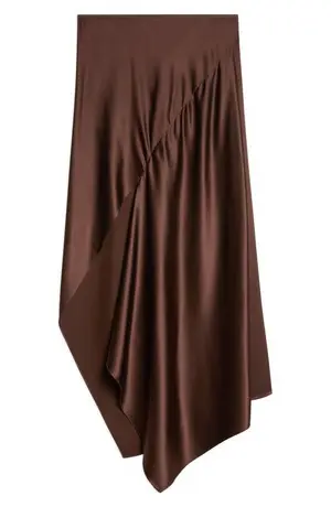 Helmut Lang Asymmetric Silk Satin Midi Skirt
