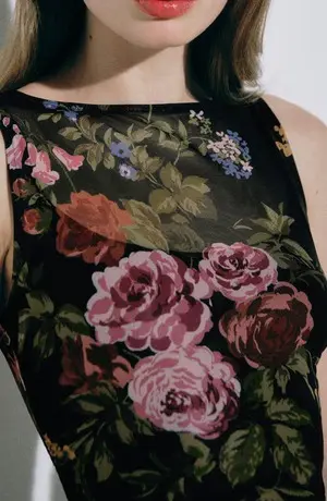 REFORMATION Benson Floral Mesh Dress - Gala