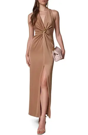 Donna Karan New York Sleeveless Twist Front Gown With Thigh-high Slit