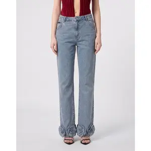 Philipp Plein Straight Cut Jeans With Rose Embellishments - Lyra Light