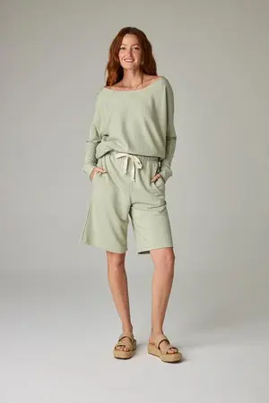 EAVOLU Baikal Eco-luxe Fleece Bermuda Shortcloud-soft Comfort Fern