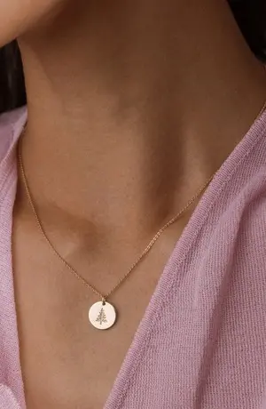 MADE BY MARY Pine Tree Disc Necklace - Silver