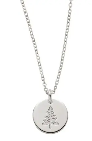 MADE BY MARY Pine Tree Disc Necklace - Silver