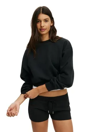 Cotton:on Active Plush Cropped Crew Black