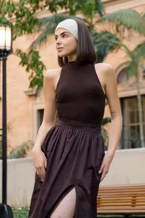 NUAJE NUAJE May Halterneck Wool And Silk Knit Tank - Brown
