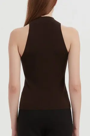 NUAJE NUAJE May Halterneck Wool And Silk Knit Tank - Brown