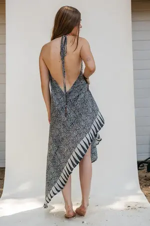 SUN CHILD Classic Silk Halterneck Maxi Dress