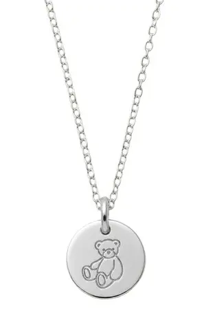 MADE BY MARY Teddy Bear Disc Necklace - Silver