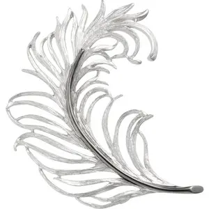 JAN LESLIE Sterling Feather Lapel Pin - Silver Black