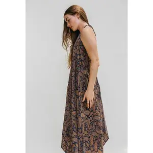 SUN CHILD Classic Silk Dress - Navy
