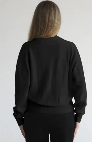 SWEAT & MILK Bloom Cashmere Wrap Sweater - Black