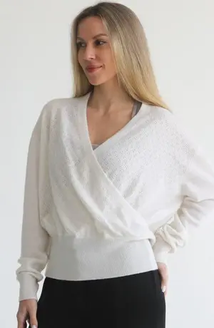 SWEAT & MILK Sweat & Milk Bloom Cashmere Wrap Sweater