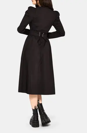 DISTURBIA Morag Button-up Puff Sleeve Midi Dress