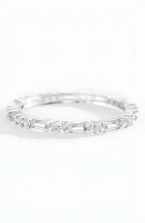 MINT & LILY Baguette Gemstone Stacking Ring - Silver