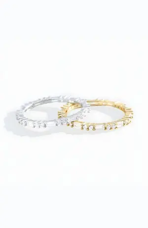 MINT & LILY Baguette Gemstone Stacking Ring - Silver