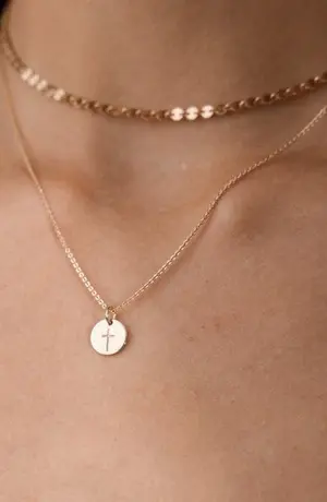 MADE BY MARY Cross Disc Necklace - Silver