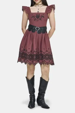 DISTURBIA Noirette Embroidered Mini Dress