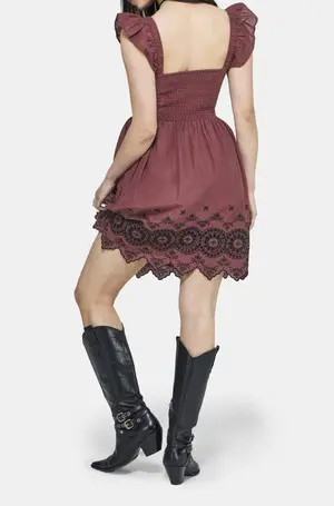 DISTURBIA Noirette Embroidered Mini Dress
