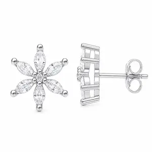 DONATELLO GIAN Sterling Marquise Floral Stud Earrings