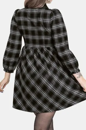 DISTURBIA Plaid Mini Shirt Dress